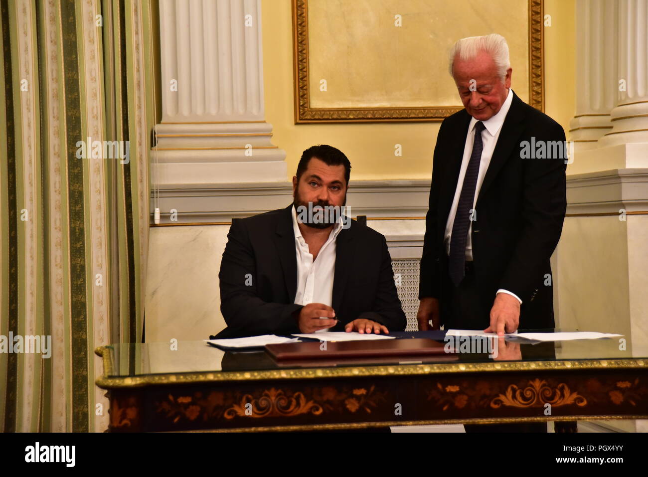 Athens, Greece. 29th Aug, 2018. Elefterios Kretsos, new State Secretary ...