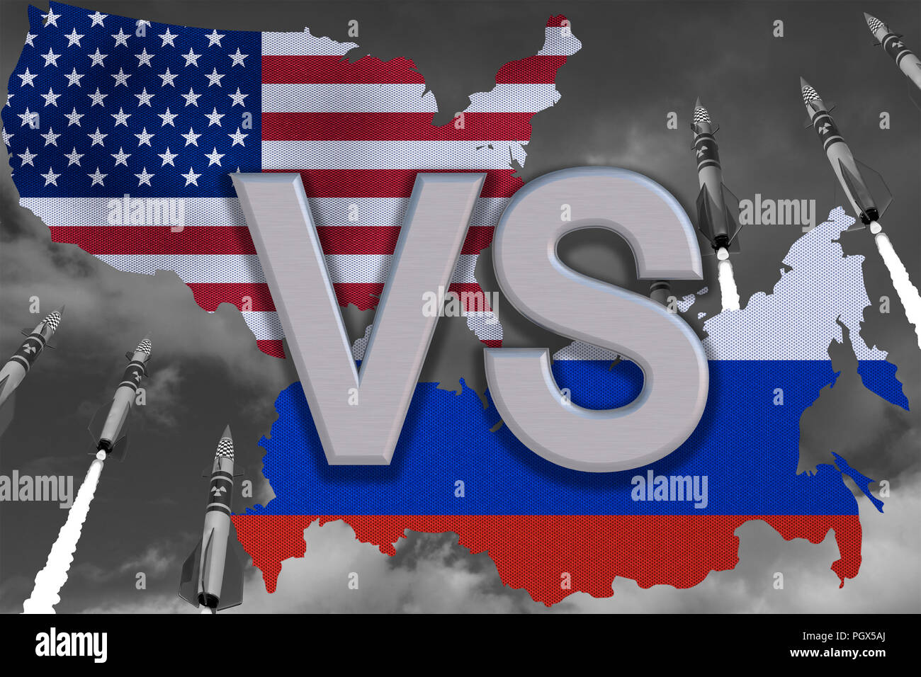 USA and Russia flags. 3D render Stock Photo - Alamy