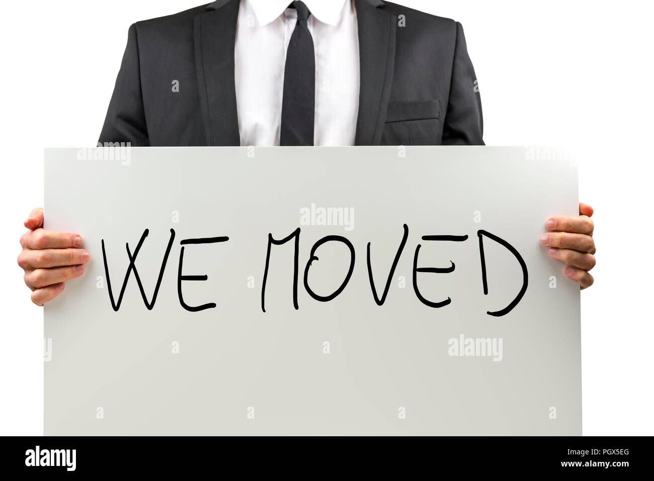 We have moved sign hi-res stock photography and images - Alamy