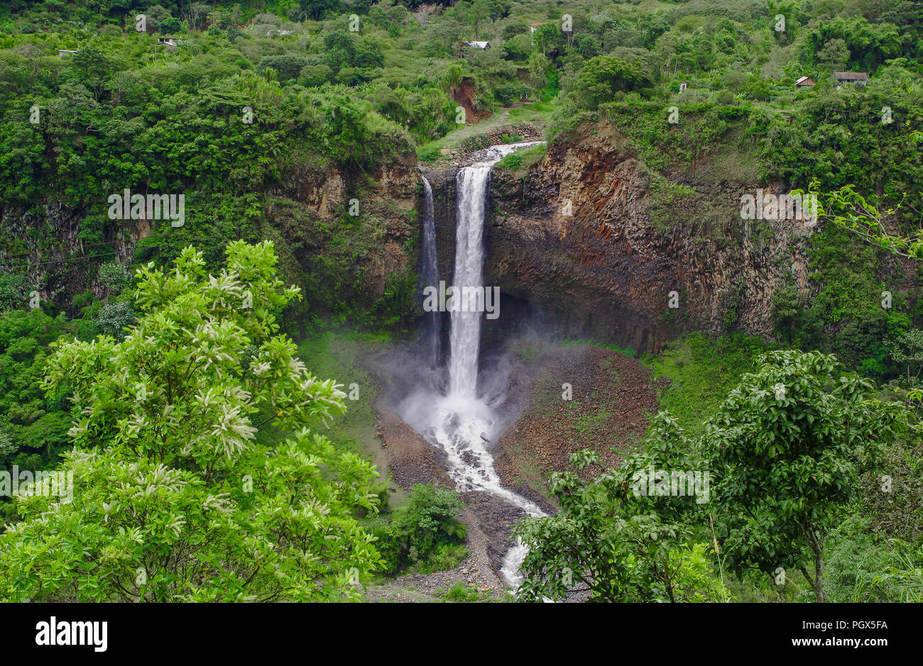 Bridal veil Manto de la novia , waterfall in Cascades route, Banos ...