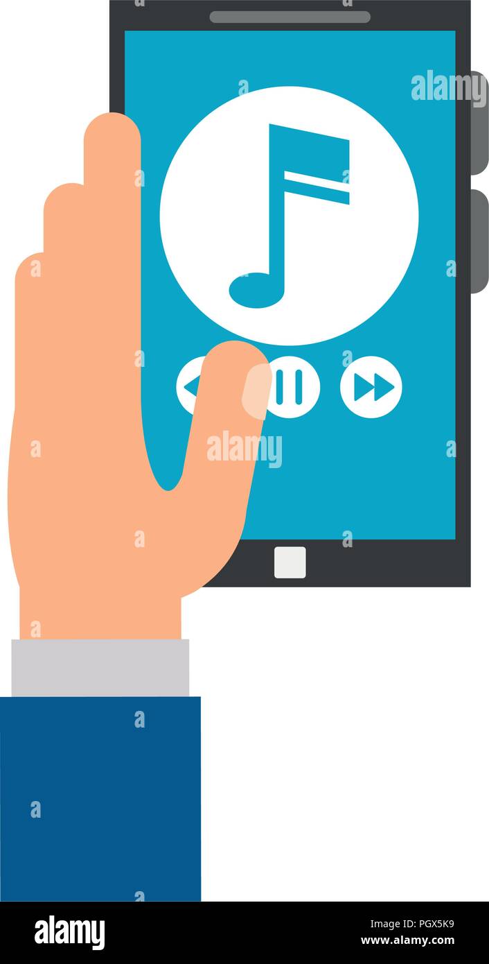 Hand holding smartphone with music Stock Vector Image & Art - Alamy