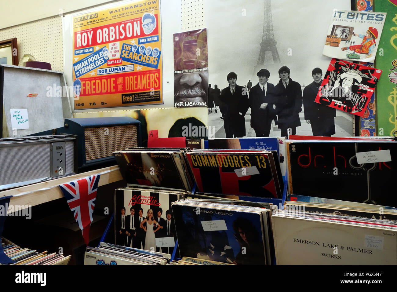 Iconic posters and vinyl records on sale with Bric-à-brac on display an ...
