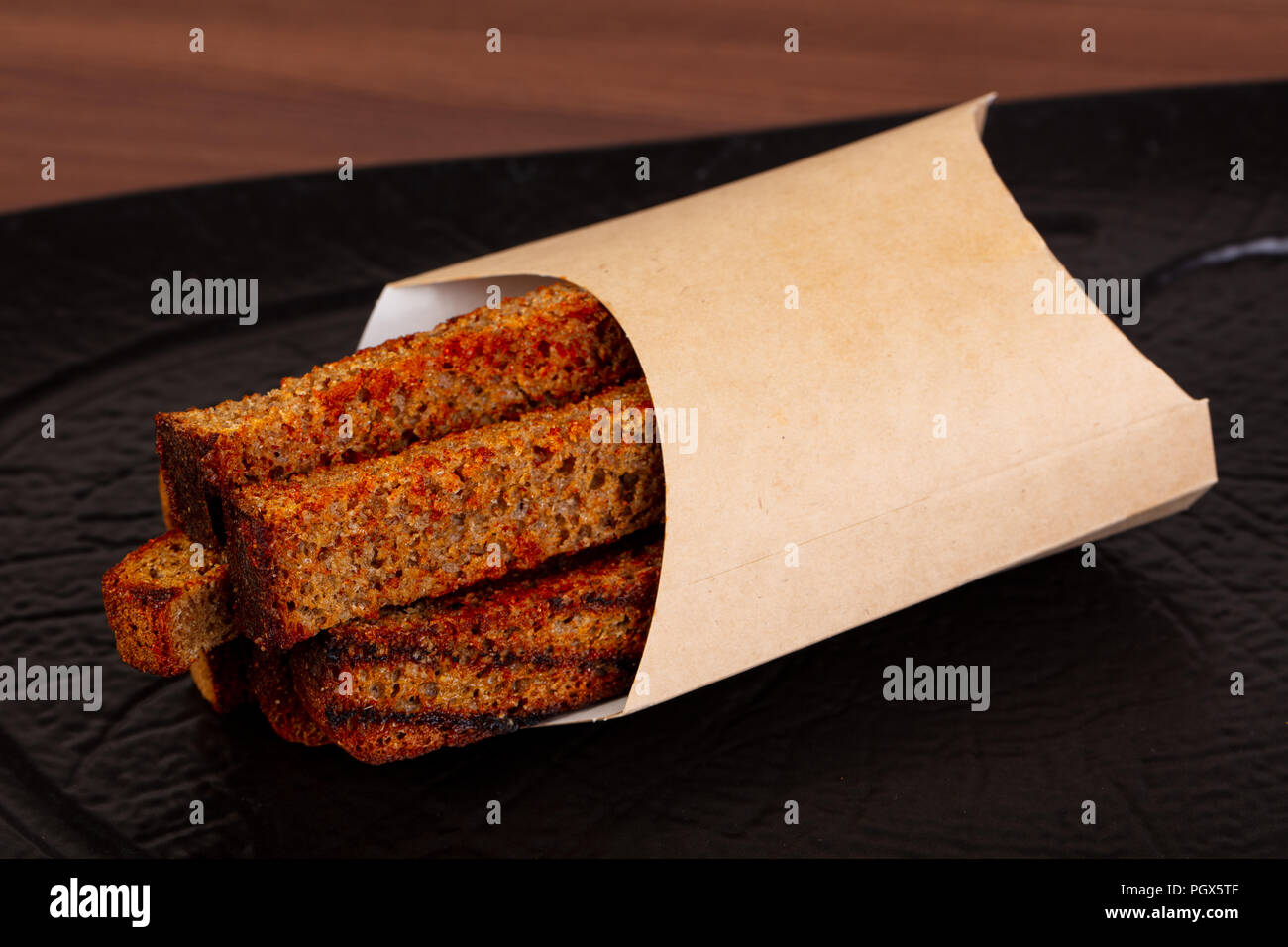 Fried bread garlic sticks heap snack Stock Photo - Alamy