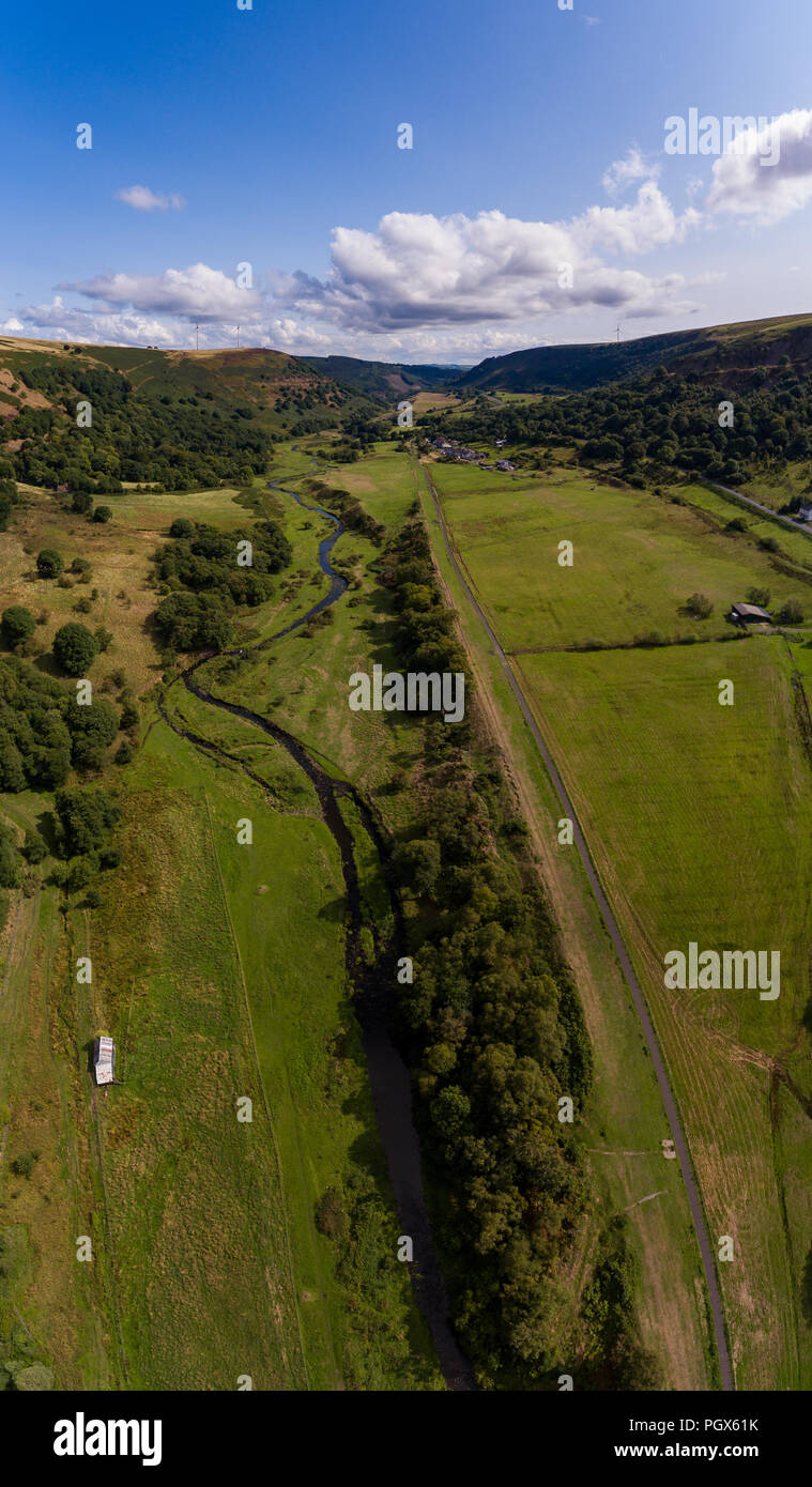 Aerial View of Sirhowy River in the welsh town of Tredegar, Wales UK ...