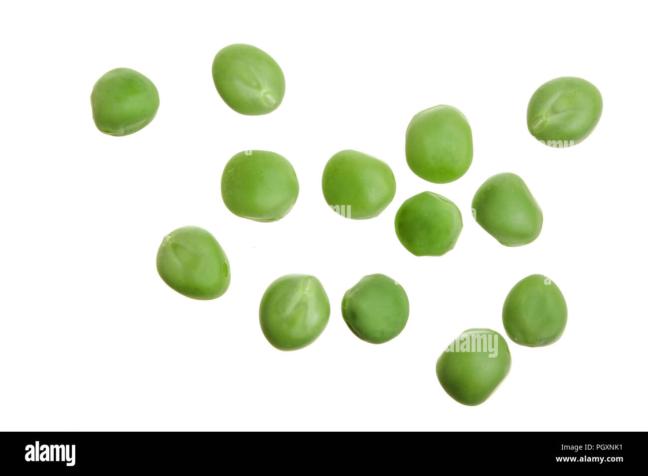 Fresh green pea isolated on white background. Top view. Flat lay Stock ...