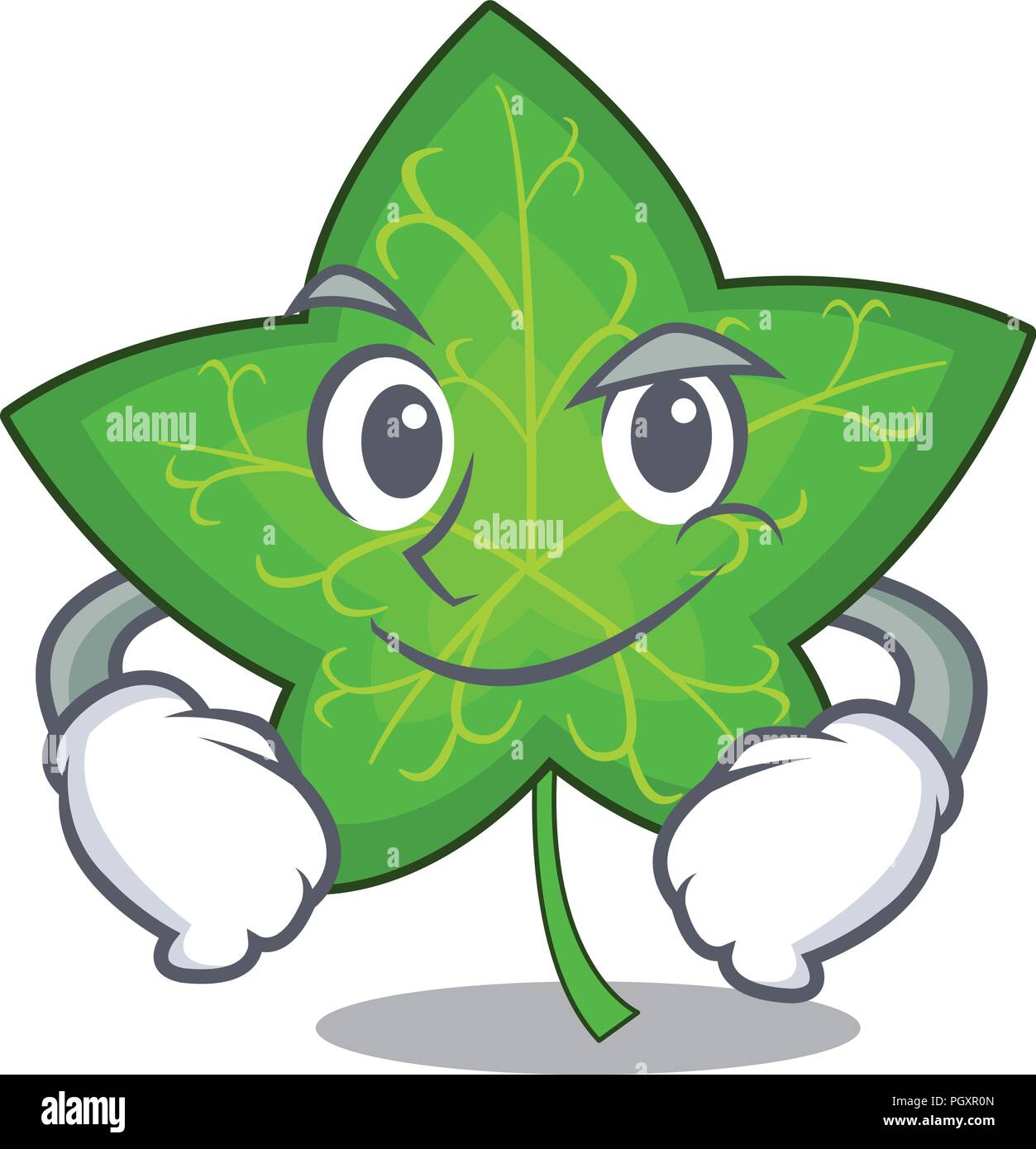 Smirking green ivy leaf on character cartoon vector illustration Stock ...