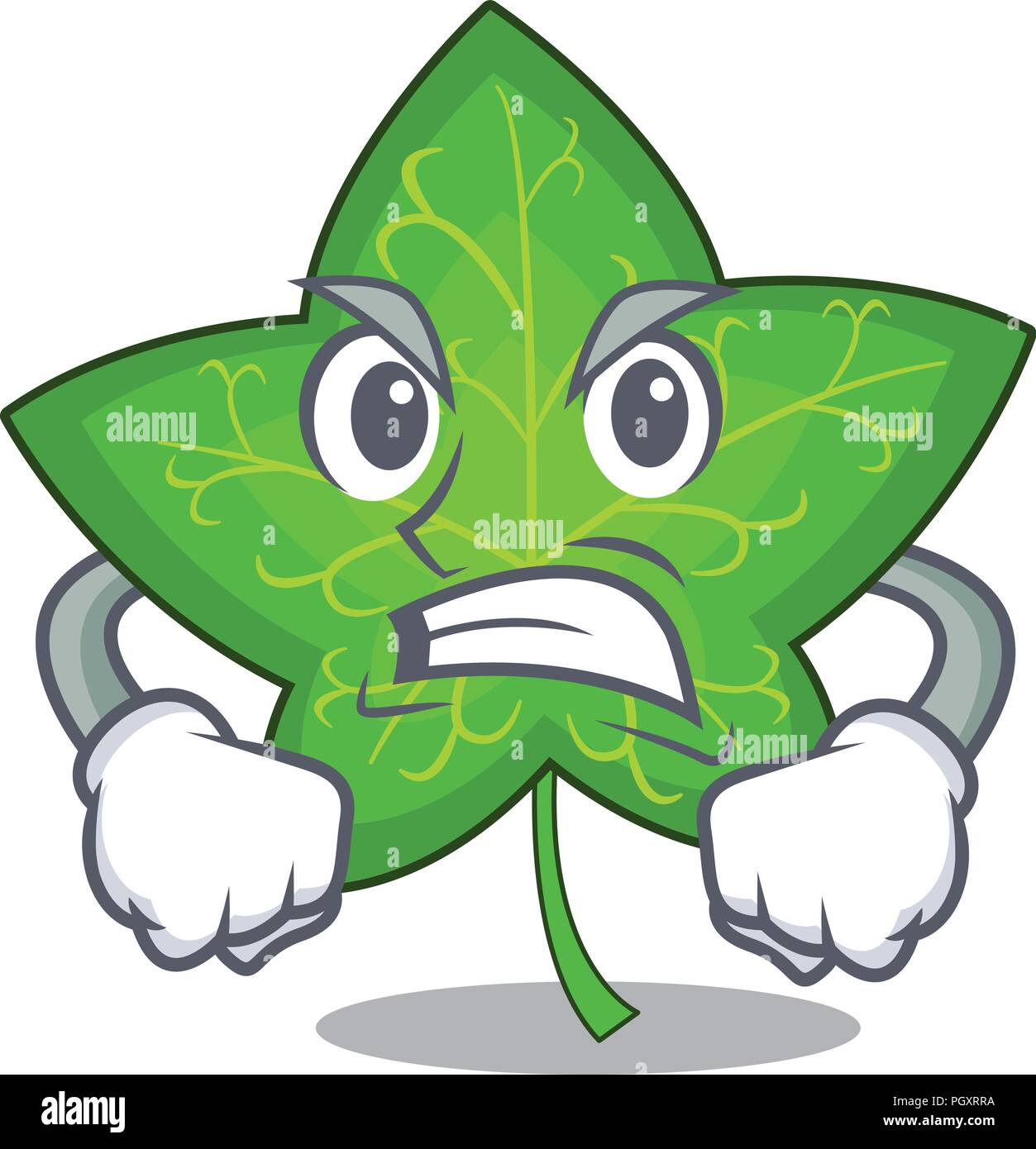 Angry fresh green ivy leaf mascot cartoon vector illustration Stock ...