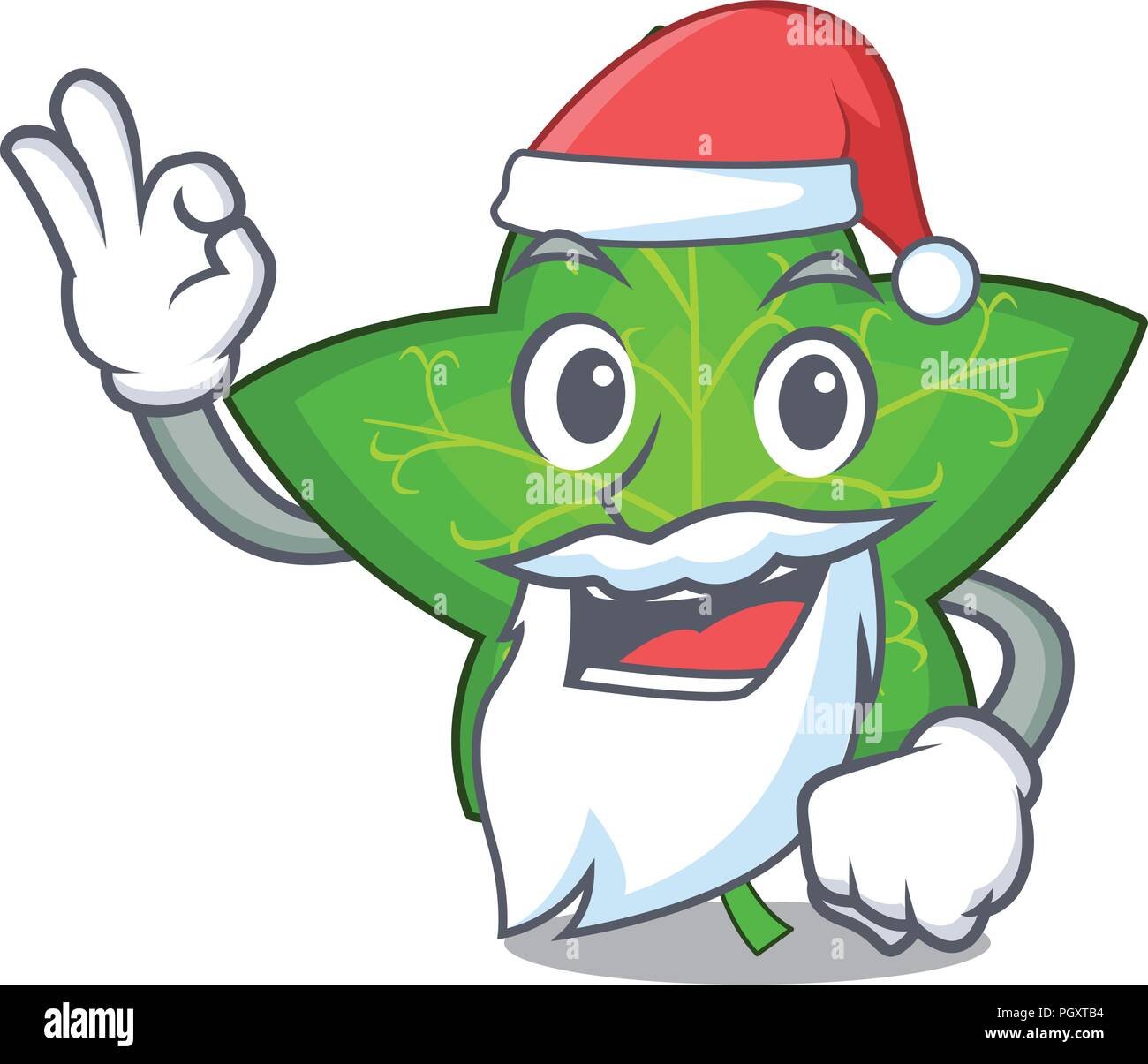 Santa mascot cartoon beautiful ivy leaf plant vector illustration Stock ...