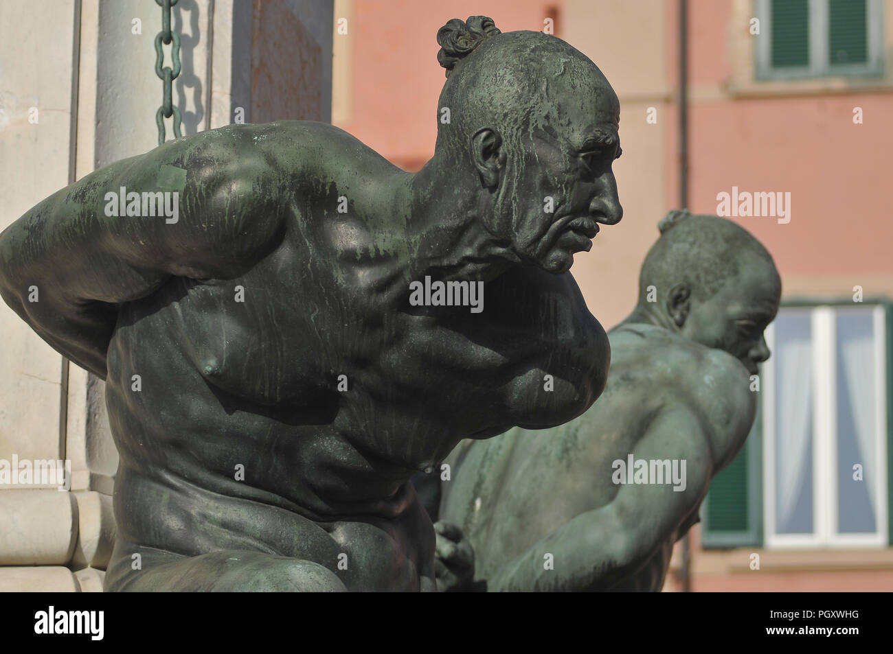 Quattro Mori. The four moor, city symbol Stock Photo - Alamy