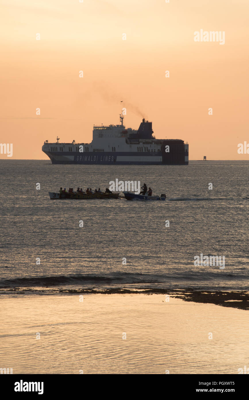 Training for a traditional oar games Stock Photo - Alamy