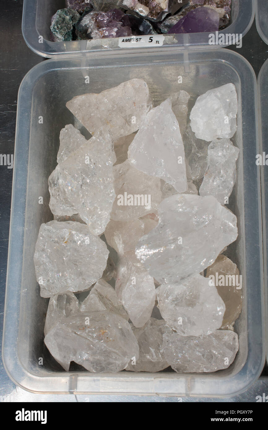 crystal quartz gem stone as natural mineral rock specimen Stock Photo ...