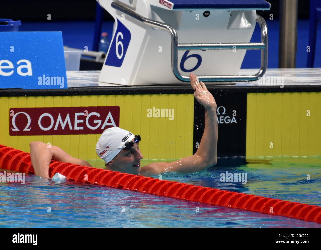 Budapest, Hungary - Jul 26, 2017. Competitive swimmer HOSSZU Katinka ...