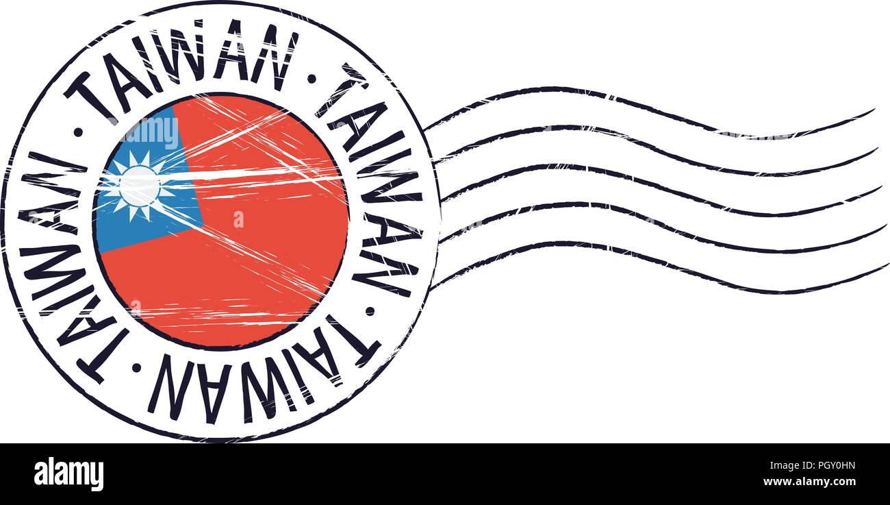 Taiwan grunge postal stamp and flag on white background Stock Vector ...