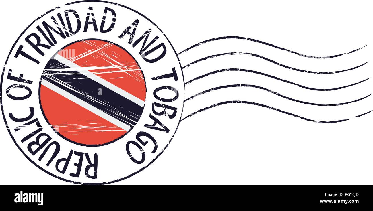 Trinidad and Tobago grunge postal stamp and flag on white background ...