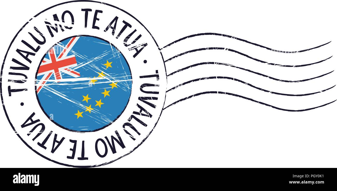 Tuvalu grunge postal stamp and flag on white background Stock Vector ...