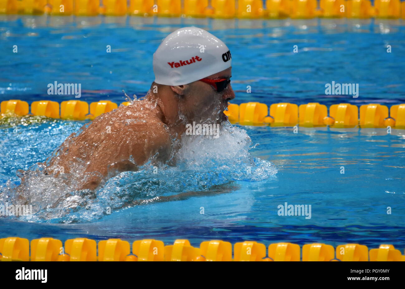 Budapest, Hungary - Jul 26, 2017. Competitive swimmer GYURTA Daniel ...