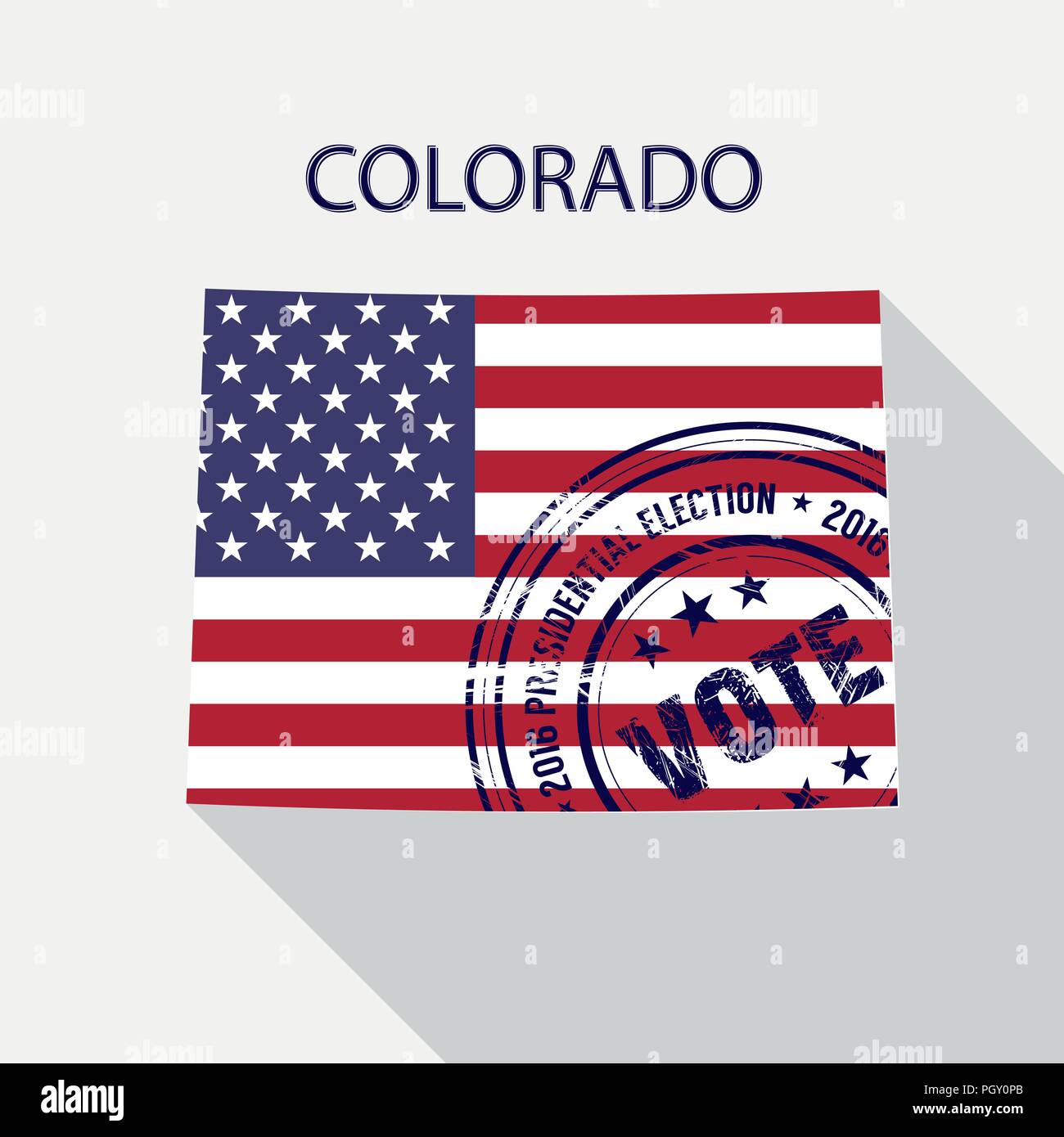 State of Colorado vector graphic map with flag and presidential day ...