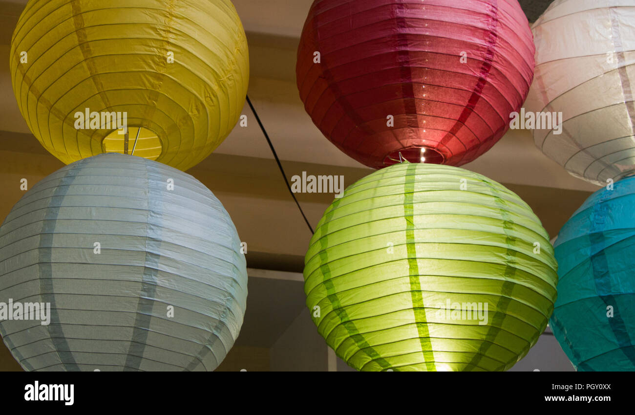 Colorful paper lantern outdoor in the marketplace Stock Photo - Alamy