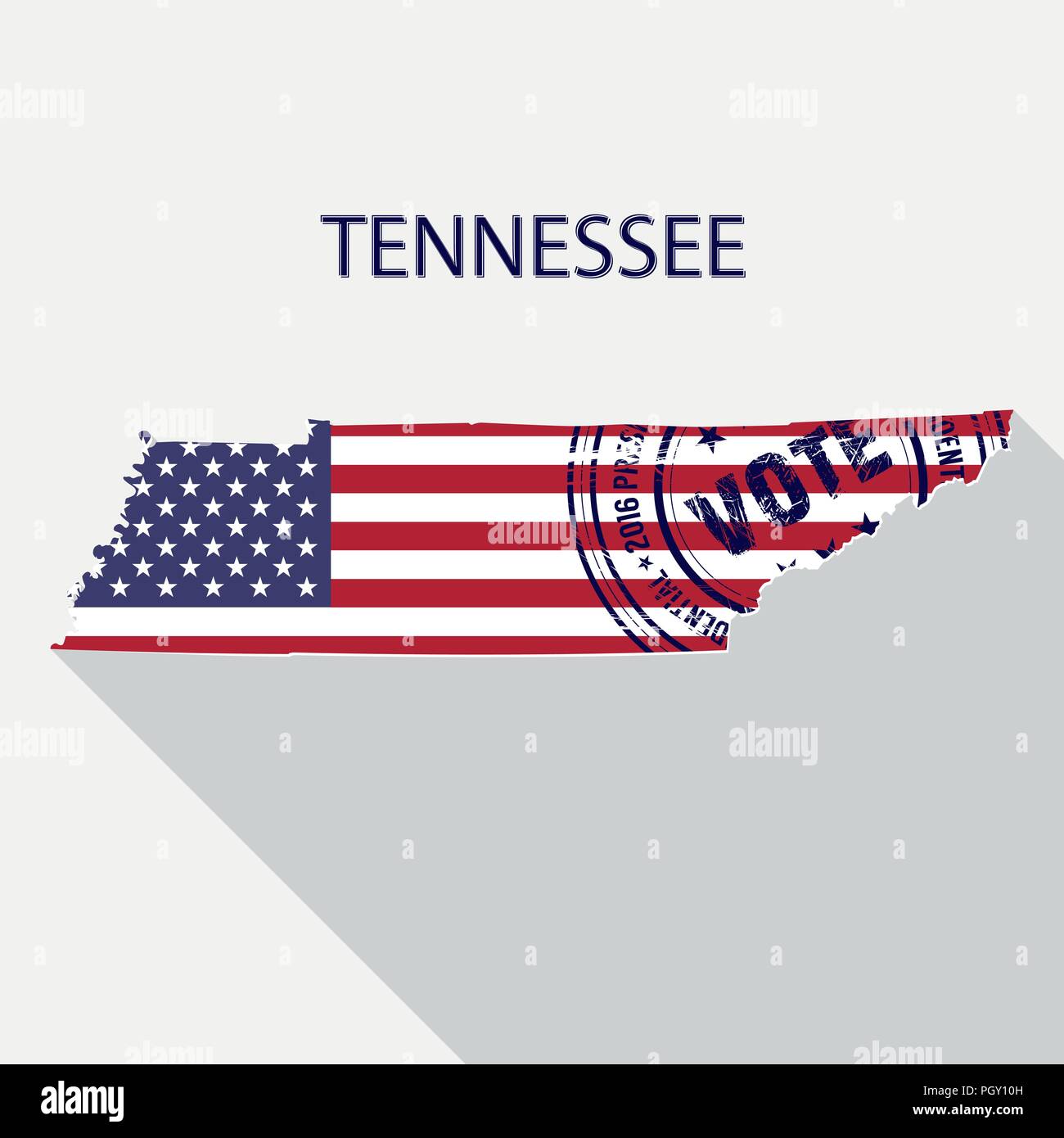 State of Tennessee vector graphic map with flag and presidential day ...