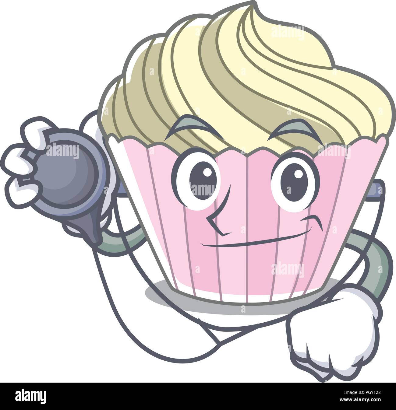 Doctor cake meringue with in character cartoon vector illustration ...