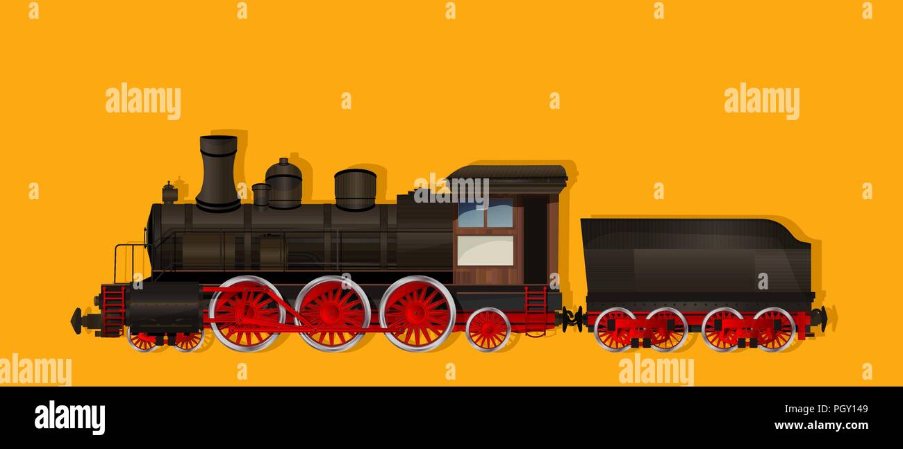 Vintage steam locomotive, vector illustration Stock Vector Image & Art ...