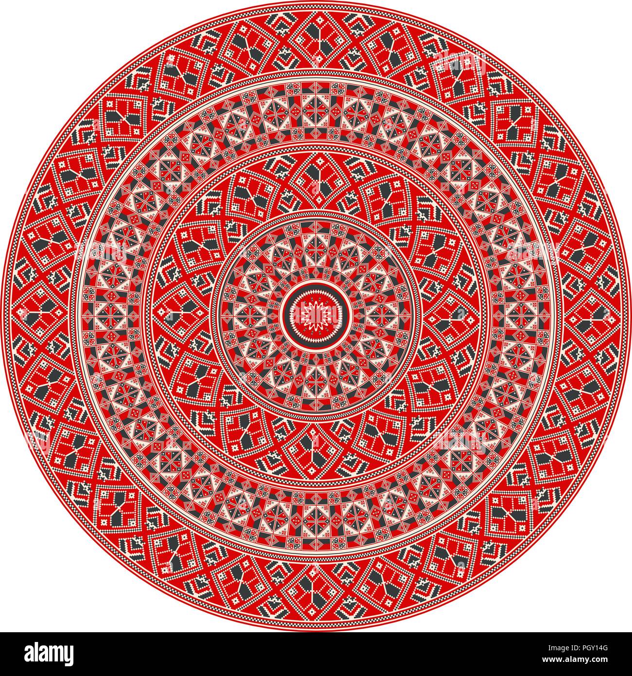 Traditional Romanian round decorative element, vector template Stock ...