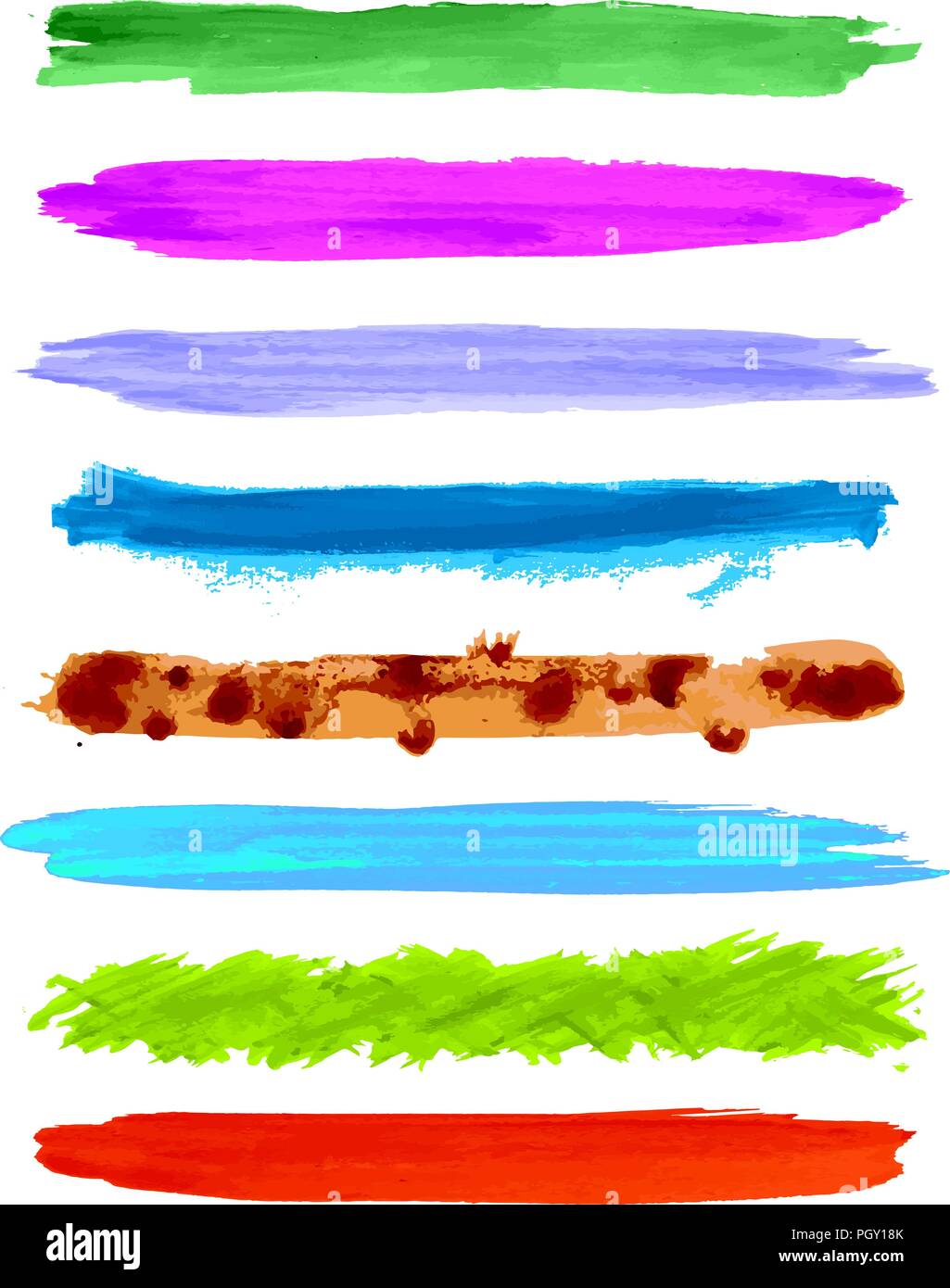 Vector watercolor grunge brush strokes set in colors Stock Vector Image ...