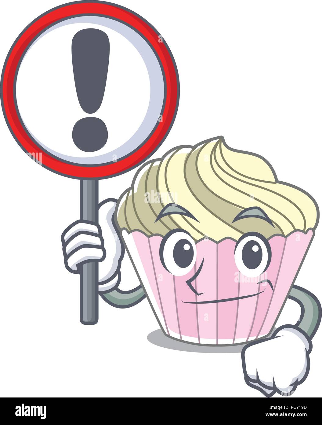 With Sign Cake Meringue With In Character Cartoon Vector Illustration