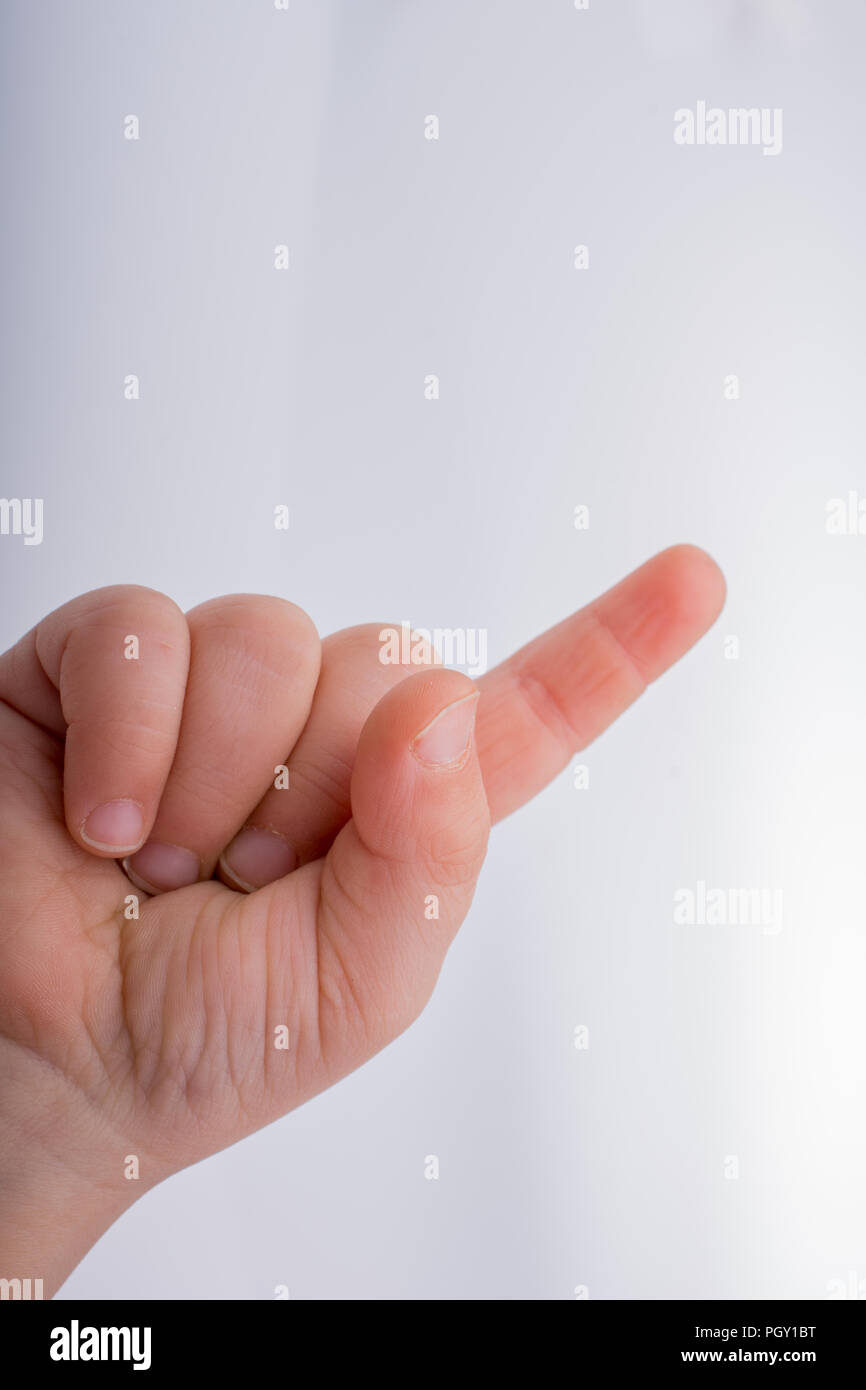 Hand pointing gesture on a white background Stock Photo - Alamy