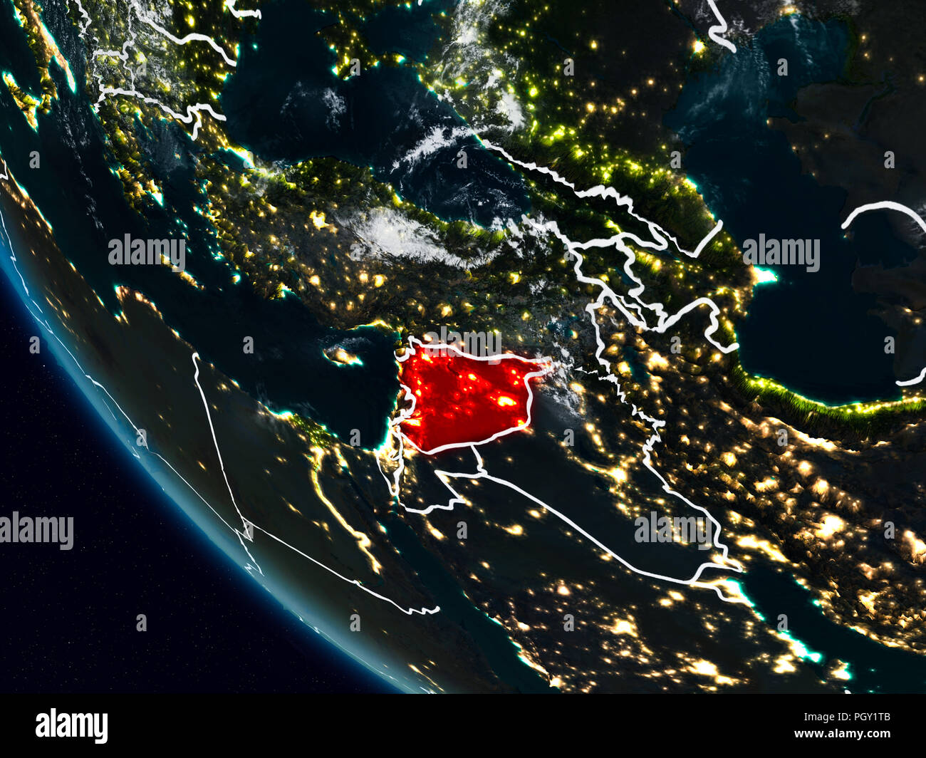 Syria map borders cities hi-res stock photography and images - Alamy