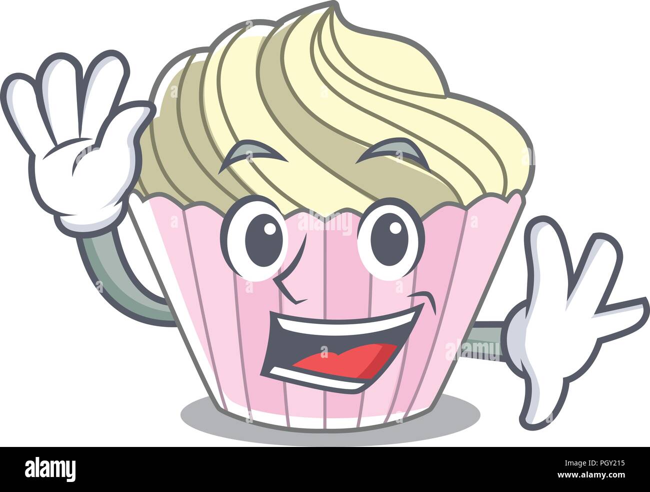 Waving homemade meringue cake on character cartoon vector illustration ...