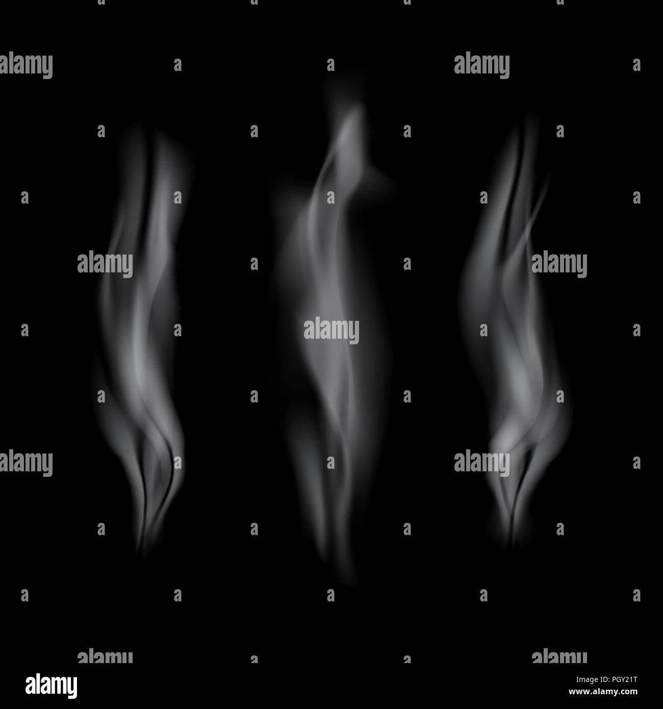 Dynamic vector white smoke set over black background Stock Vector Image ...