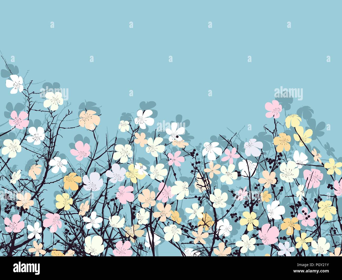 Pink flowers japanese wild Stock Vector Images - Alamy