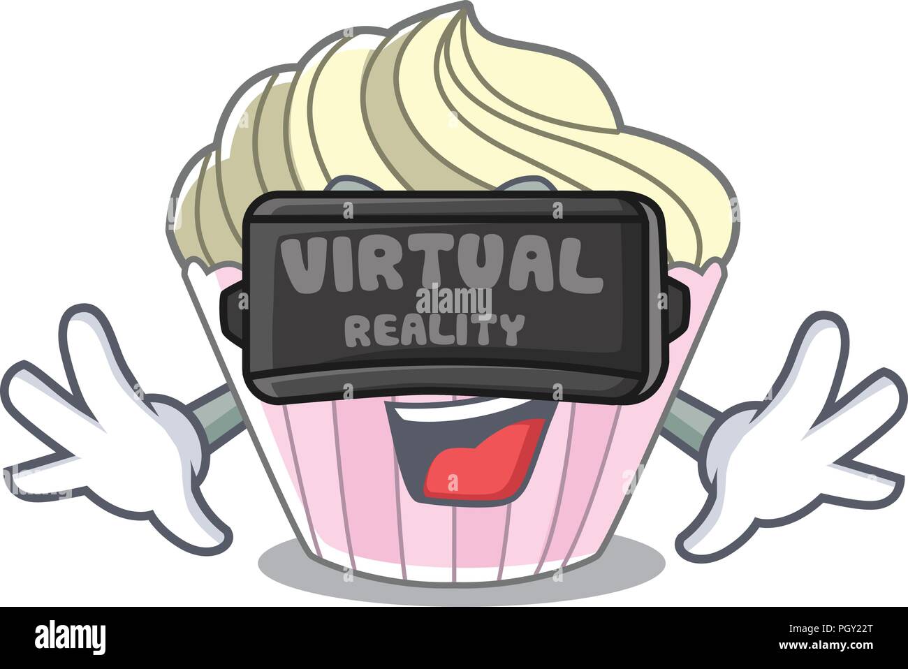 Virtual reality dessert meringue cake isolated mascot cartoon vector ...