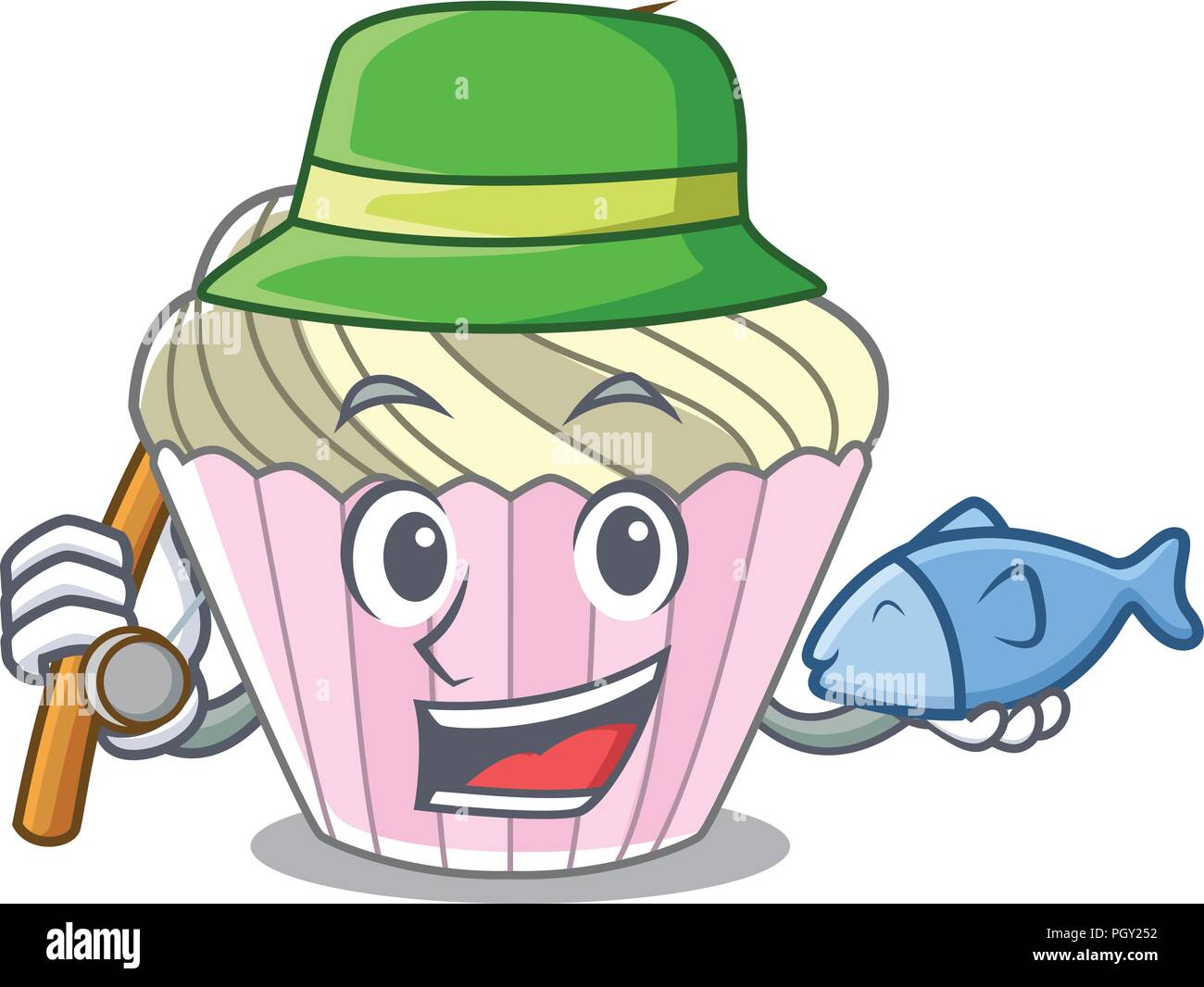 Fishing dessert meringue cake isolated mascot cartoon vector ...