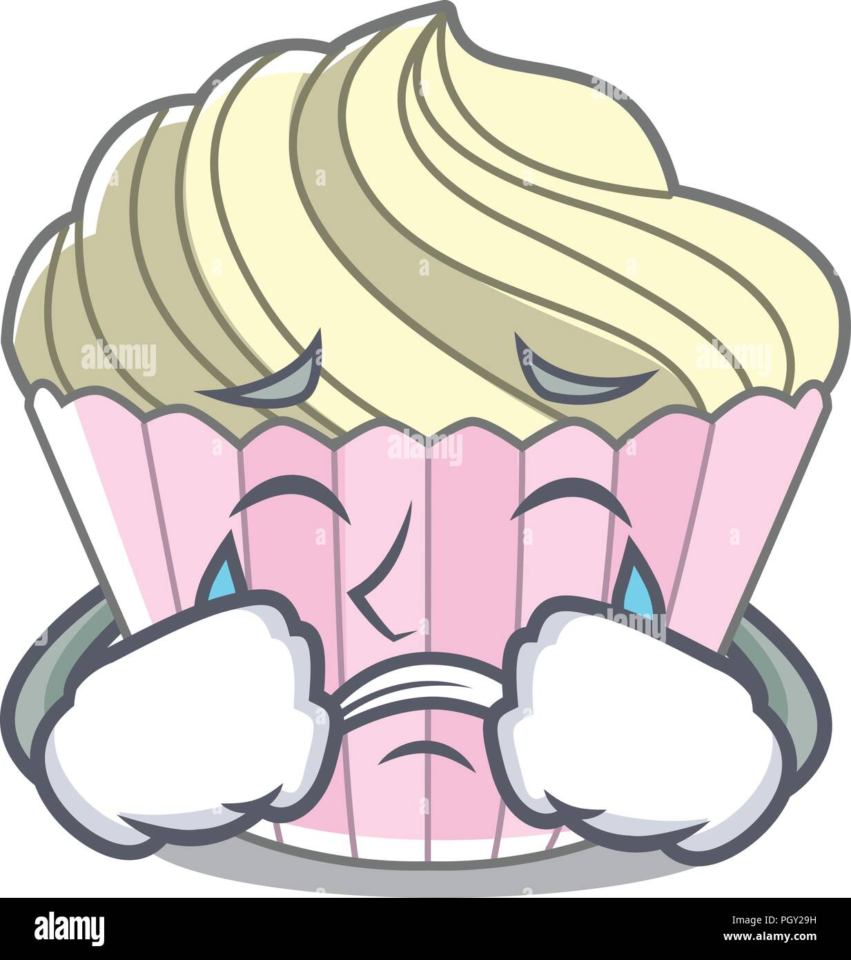 Crying dessert meringue cake isolated mascot cartoon vector ...