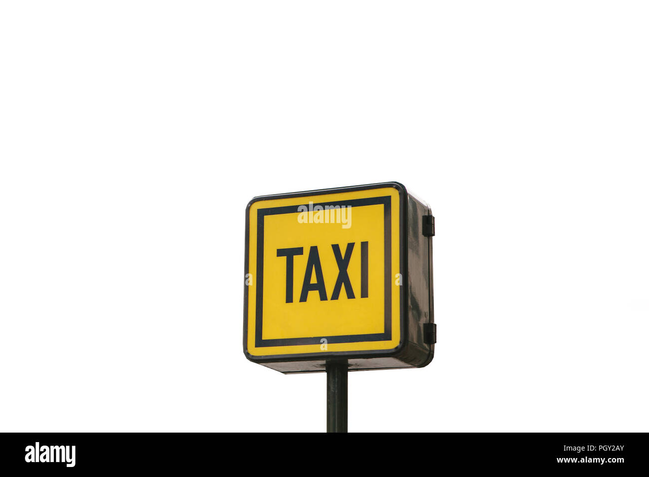 Modern taxi sign isolated on white background Stock Photo - Alamy