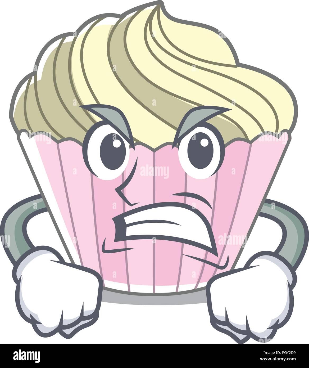 Angry dessert meringue cake isolated mascot cartoon vector illustration ...