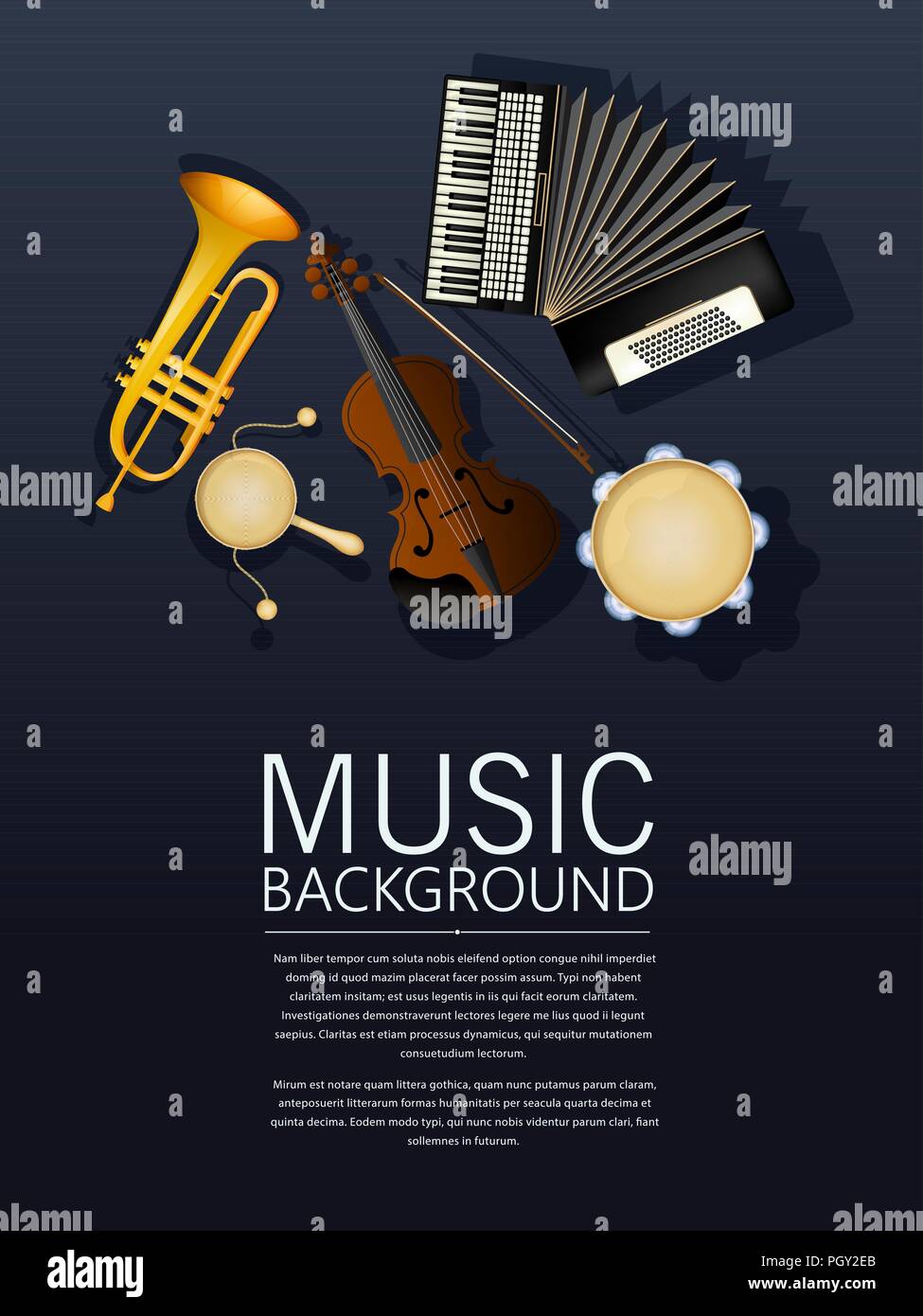 Background with musical instruments and text Stock Vector Image & Art ...