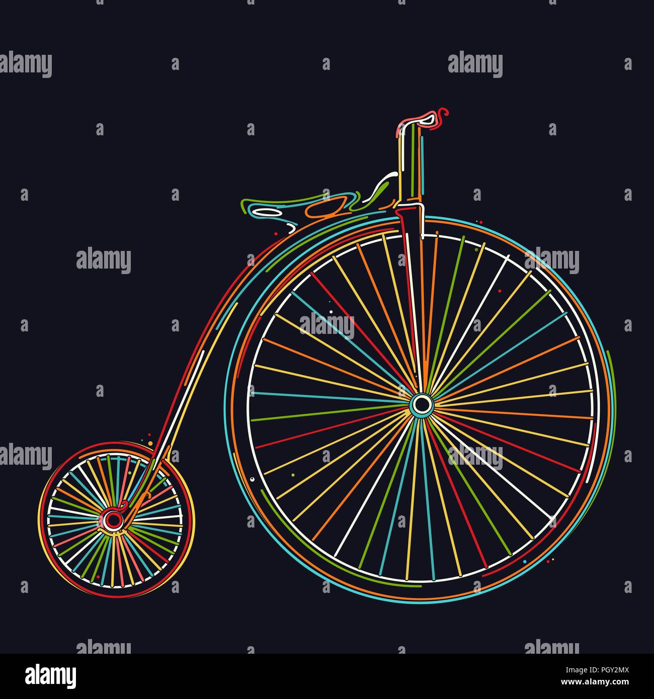 Vintage two wheeled bike VECTOR IN COLORS Stock Vector Image & Art - Alamy