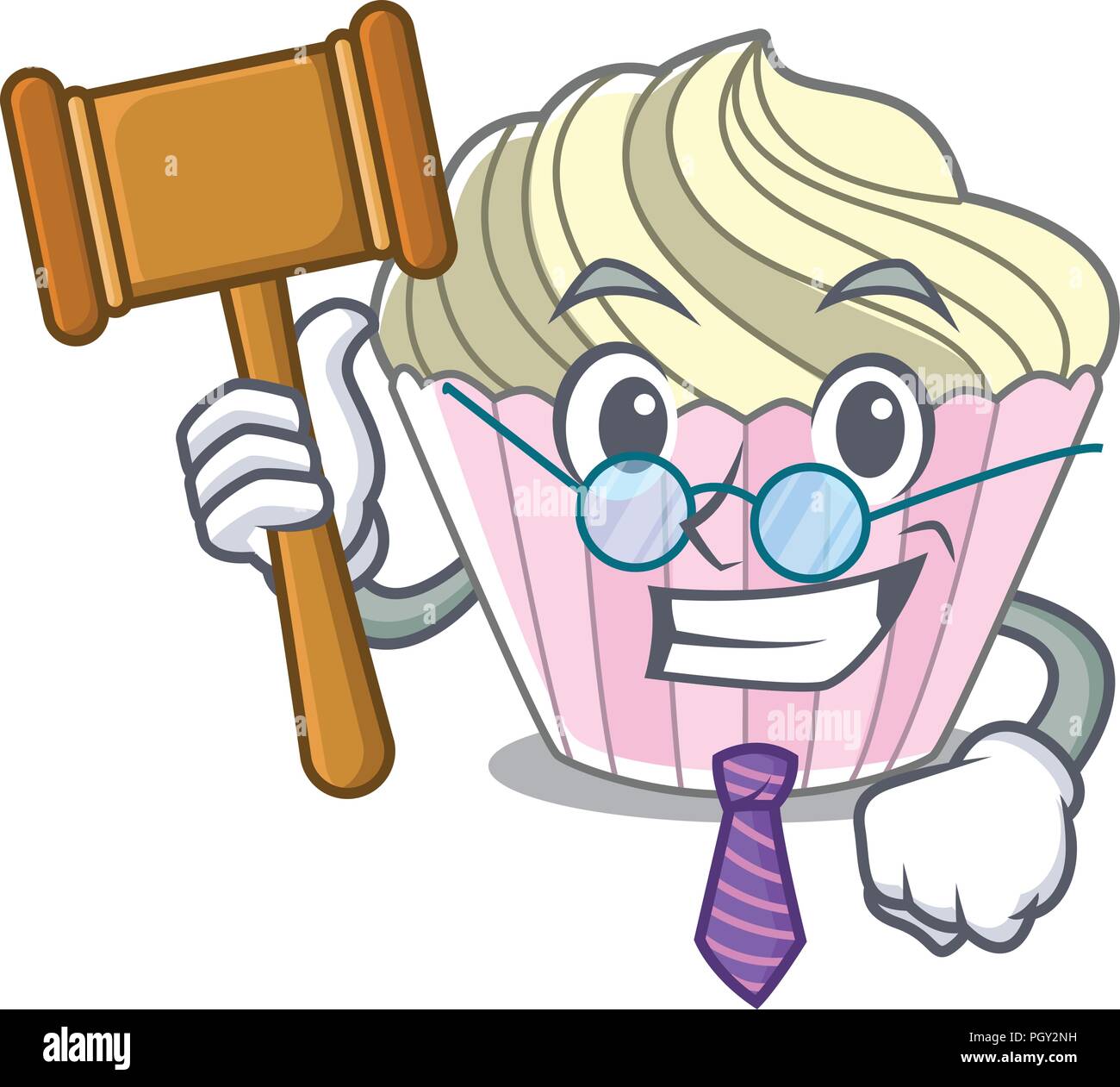 Judge yummy meringue cake on mascot cartoon vector illustration Stock ...