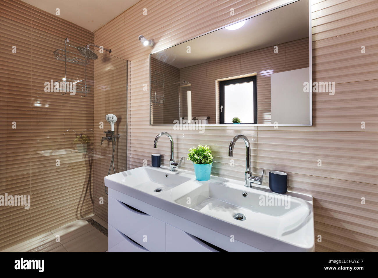 interior of modern bathroom and shower Stock Photo - Alamy