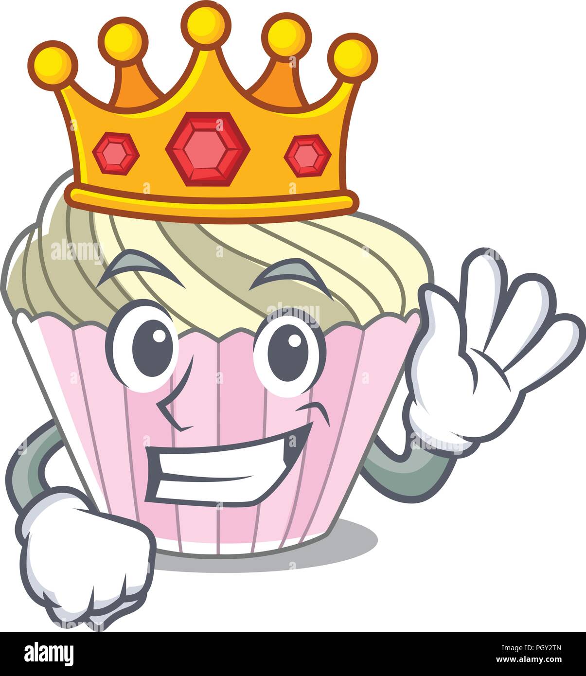 King yummy meringue cake on mascot cartoon vector illustration Stock ...