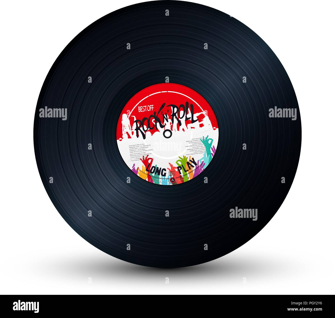Rock and Roll vinyl record over white background Stock Vector Image ...