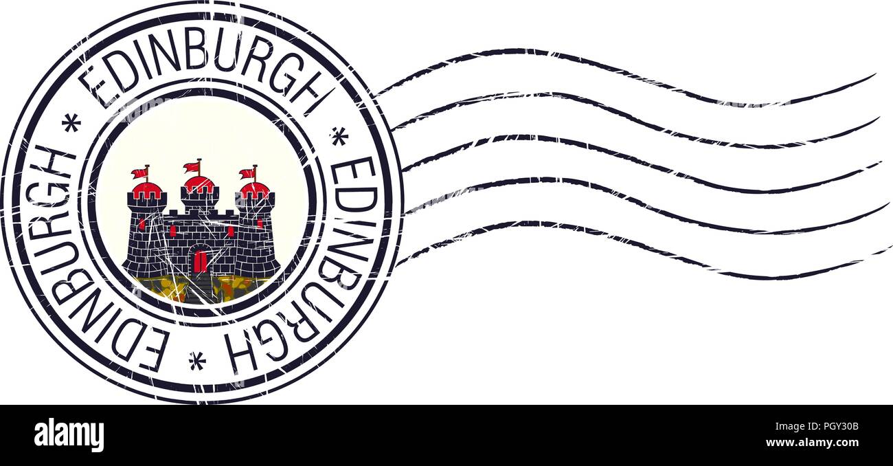 Edinburgh city grunge postal stamp and flag on white background Stock ...
