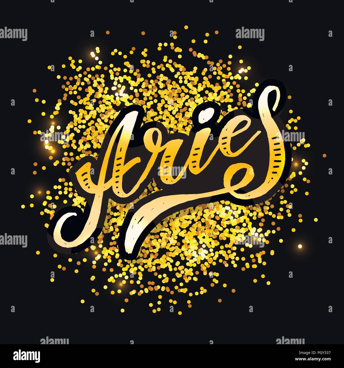 Aries lettering Calligraphy Brush Text horoscope Zodiac sign ...