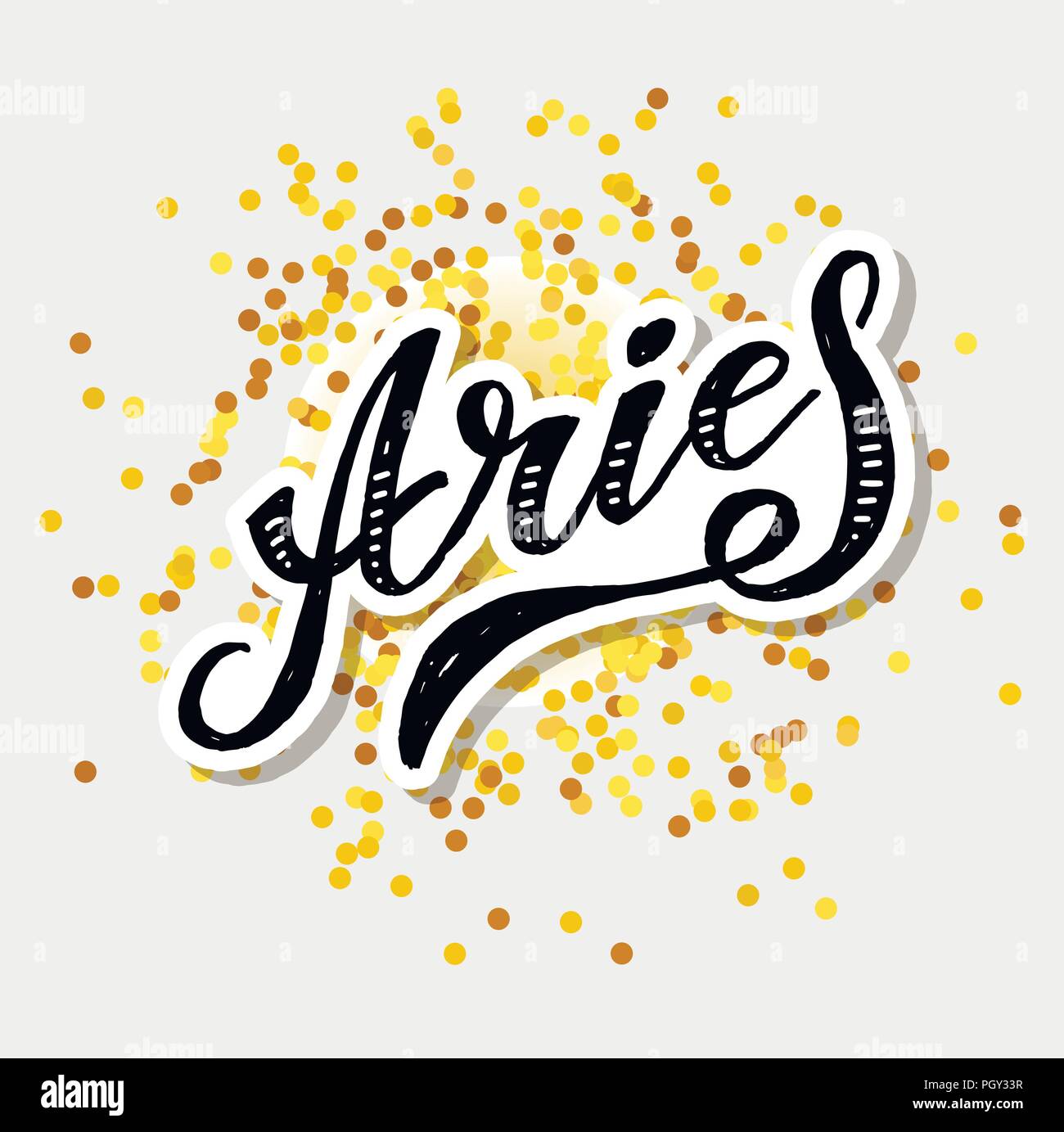 Aries lettering Calligraphy Brush Text horoscope Zodiac sign ...
