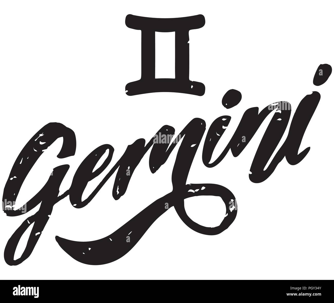 Gemini lettering Calligraphy Brush Text horoscope Zodiac sign ...
