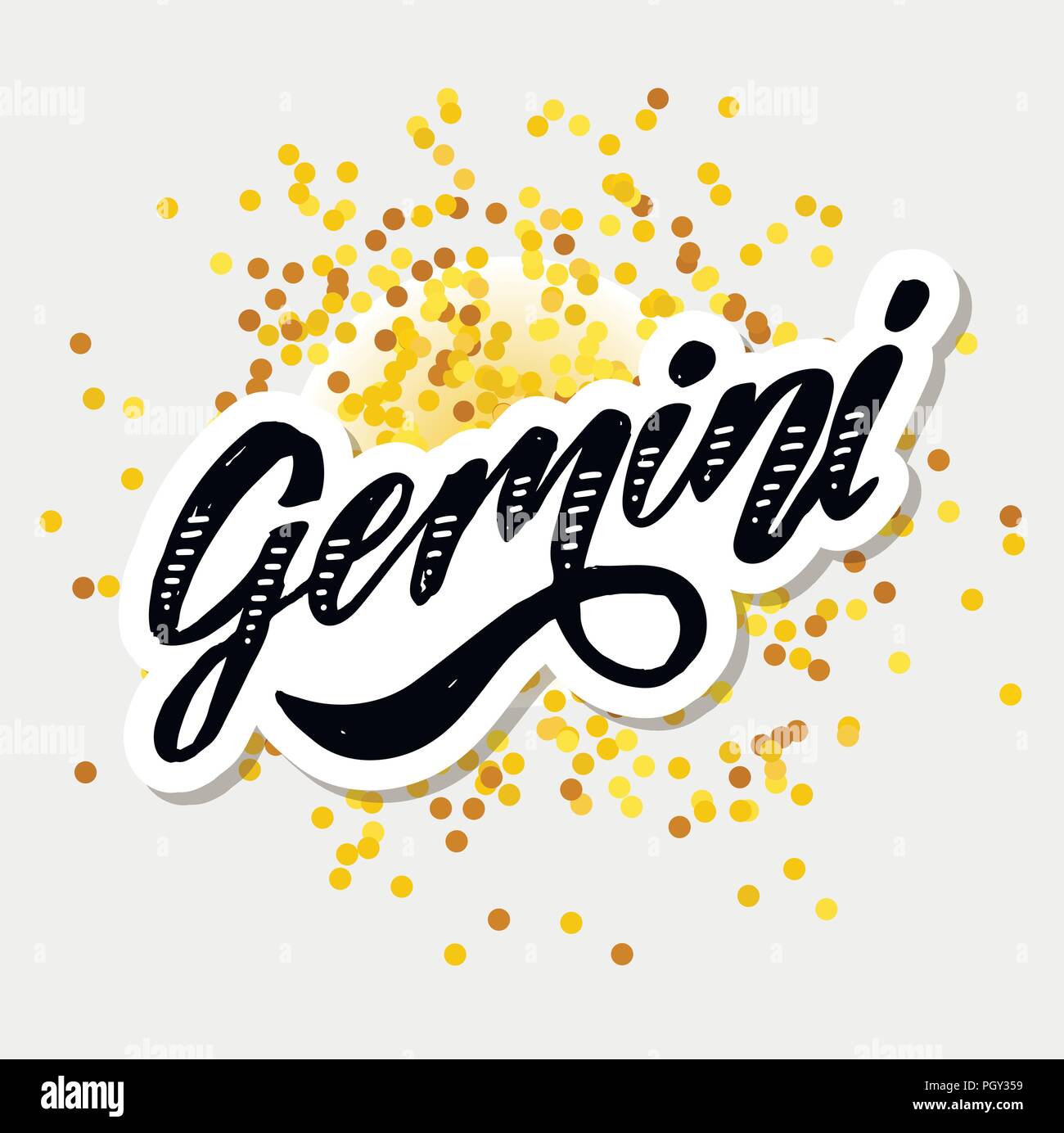 Gemini lettering Calligraphy Brush Text horoscope Zodiac sign ...