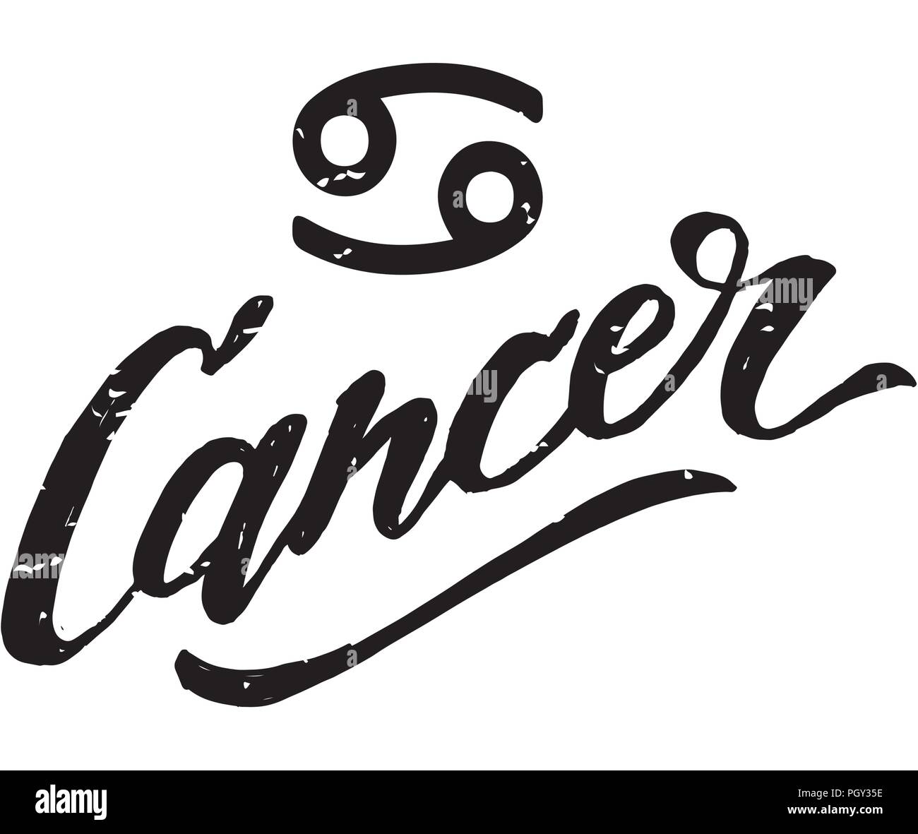 Cancer lettering Calligraphy Brush Text horoscope Zodiac sign ...